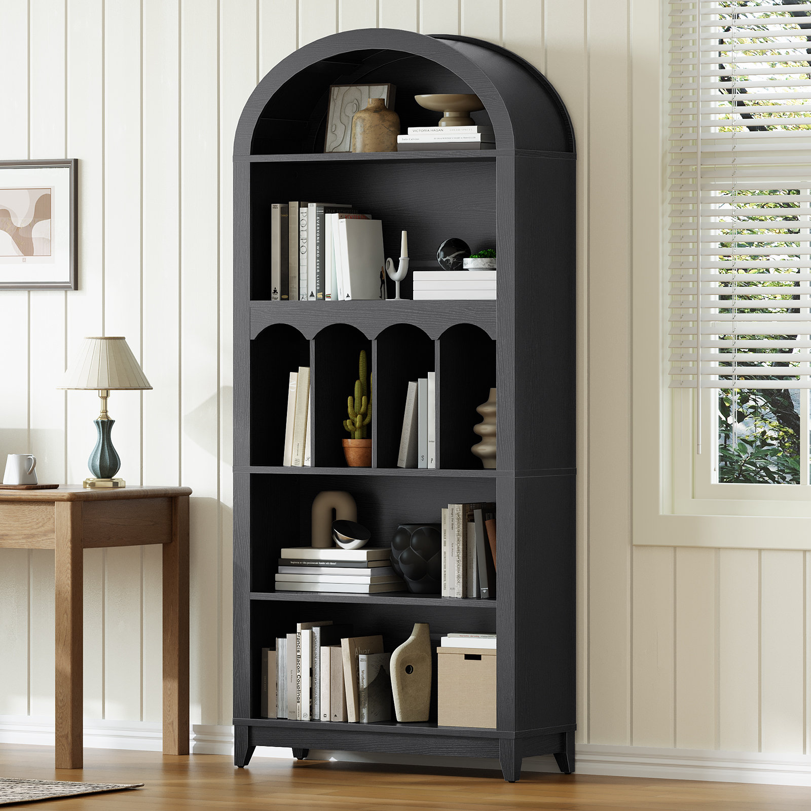 Lark Manor™ 70.9"H 5-Tier Arch Bookcase Storage Arched Bookshelf Display Cabinet & Reviews | Wayfair
